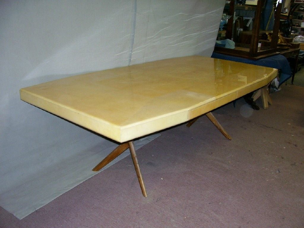 Italian Parchment And Rosewood Partners Desk at 1stDibs