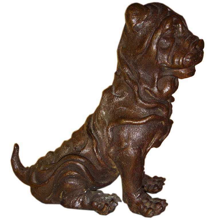 Bronze Shar-pei Dog Statue at 1stDibs | shar pei garden statues