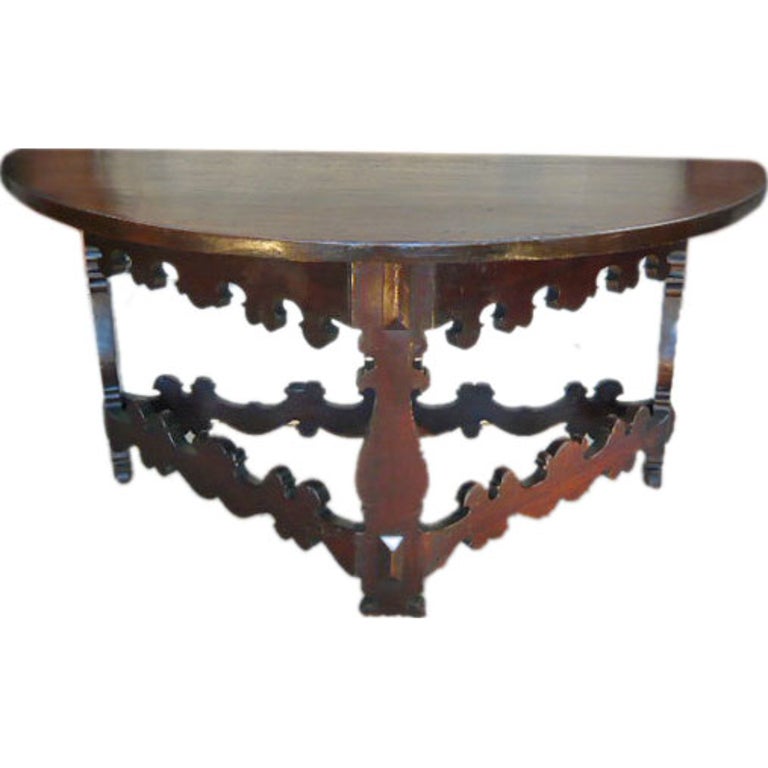 17th c. Northern Italian Walnut Mezza-Luna Console at 1stDibs