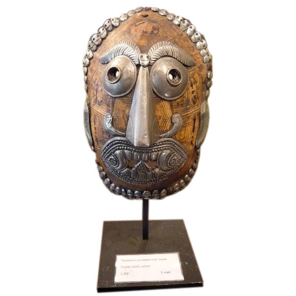 Nepalese Shamanic turtle shell embellished with silver at 1stDibs