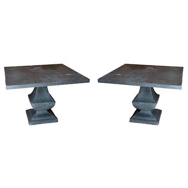 Very chic black square table made of slate. at 1stDibs