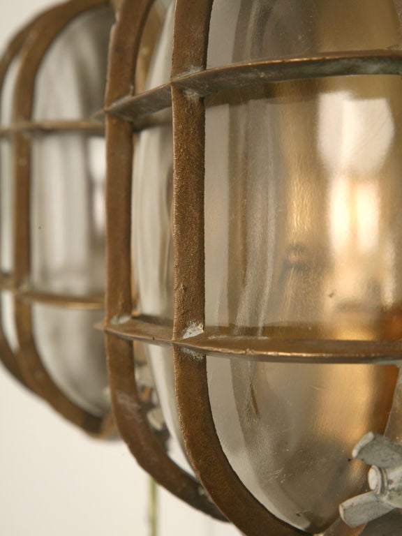 c.1920 Pair of Solid Bronze Ship Light Fixtures at 1stDibs