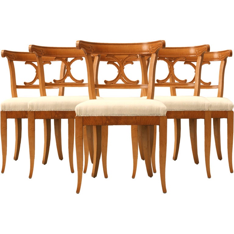 c.1950 Set of 6 American Maple Dining Chairs at 1stDibs