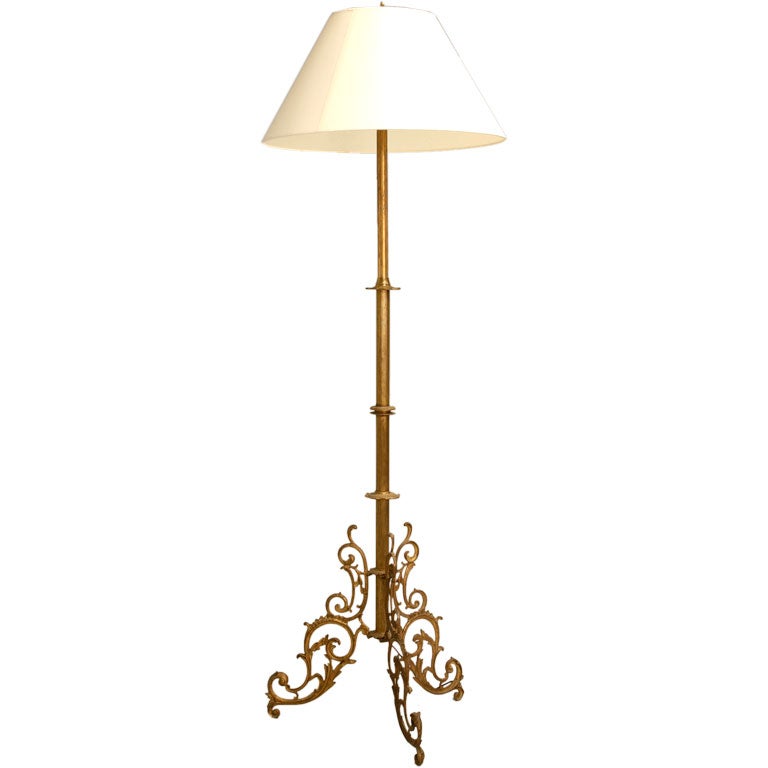 c.1920 French Rococo Style Brass Floor Lamp at 1stDibs