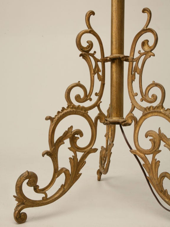 c.1920 French Rococo Style Brass Floor Lamp at 1stDibs
