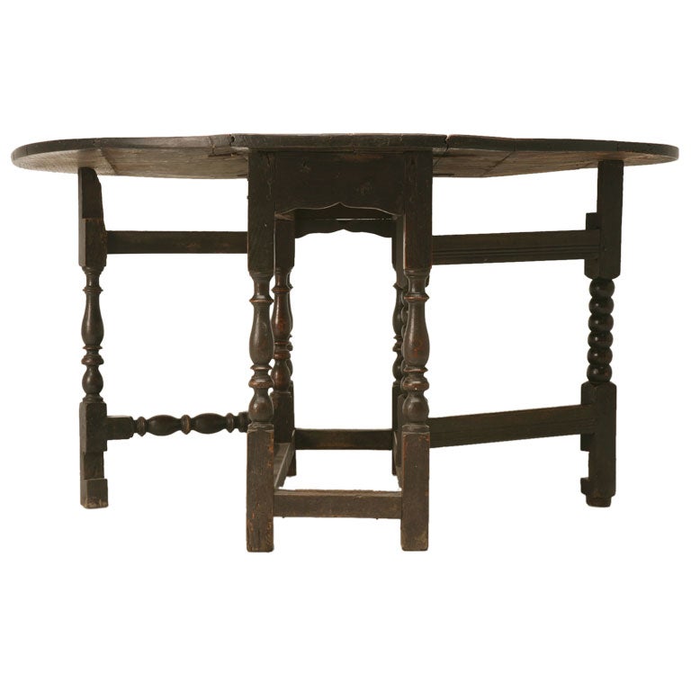 c.1820 Primitive English Oak Gate-leg Farm Table at 1stDibs