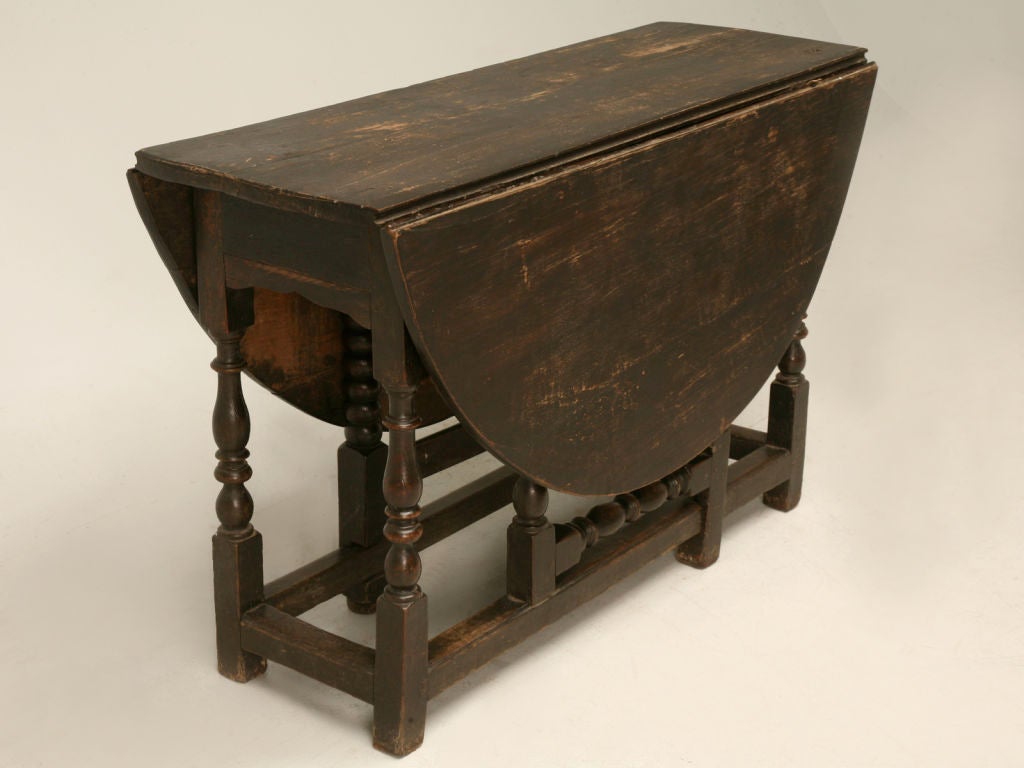 c.1820 Primitive English Oak Gate-leg Farm Table at 1stDibs