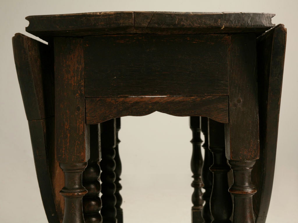 c.1820 Primitive English Oak Gate-leg Farm Table at 1stDibs