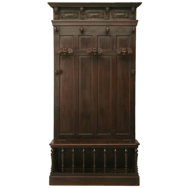 c.1870 Hand-Carved French Oak Hall Tree at 1stDibs