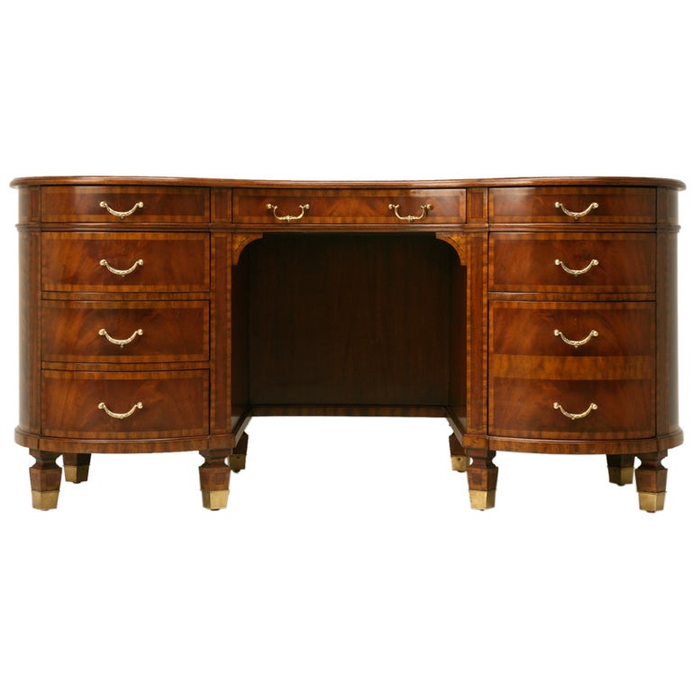 Crotch Mahogany Kidney Shaped Desk at 1stDibs