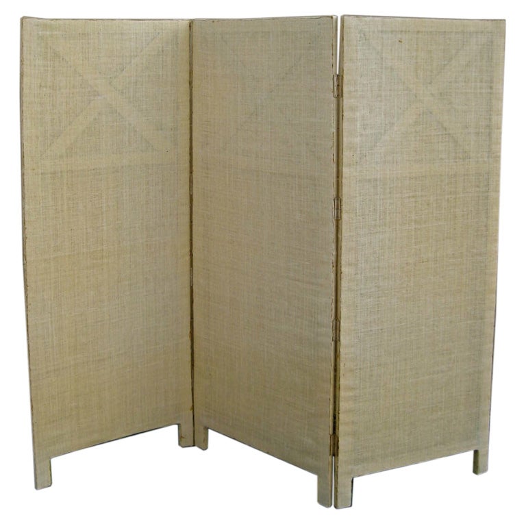 Pair of vintage Raffia clad folding screens at 1stDibs