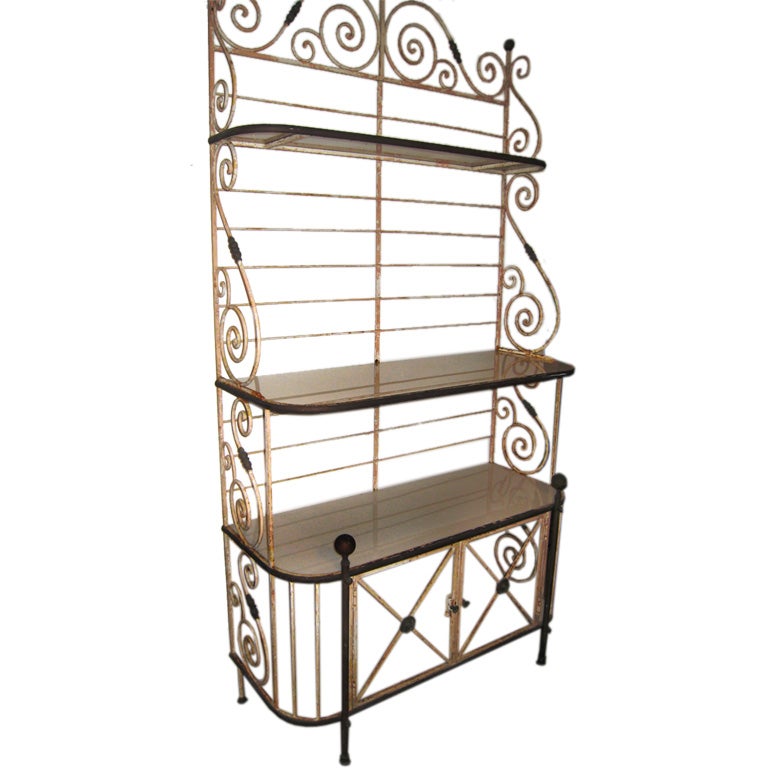 Vintage Early 20th C. Classical Iron / Brass / White Glass French ...