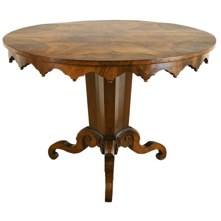 Italian Neoclassical Period Walnut Arched Apron Center Table at 1stDibs
