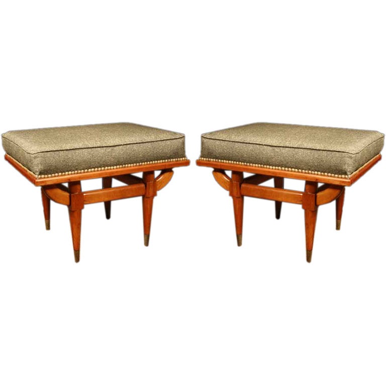 Pair Mid Century Modern Walnut Stools. Circa 1960 at 1stDibs