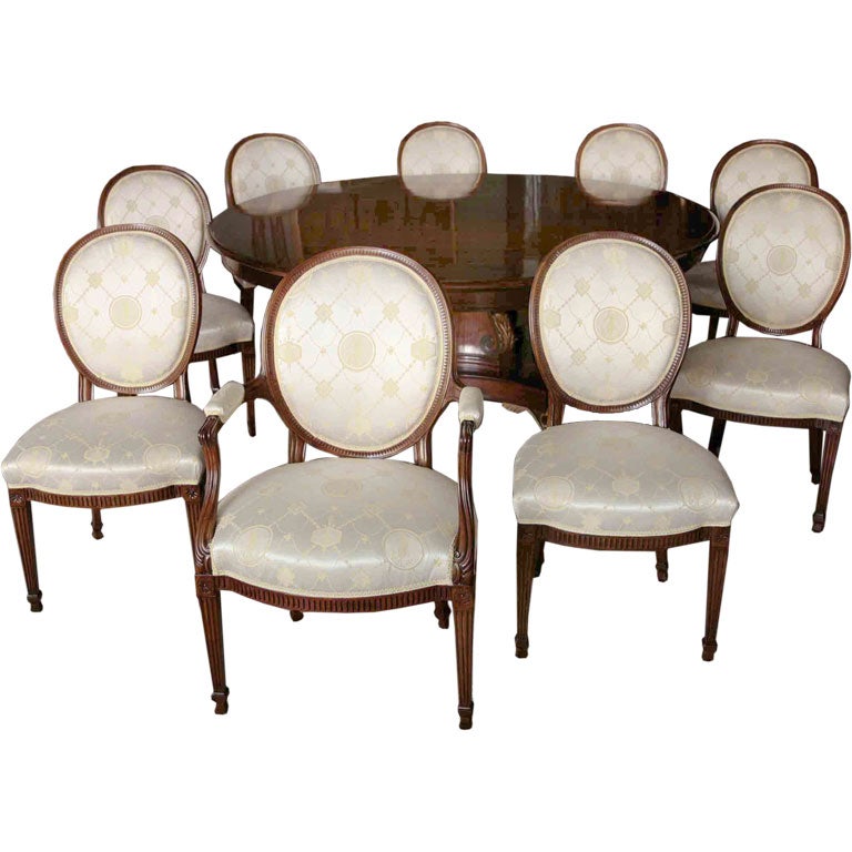 A Set of Ten Georgian Mahogany Oval Back Dining Chairs at 1stDibs