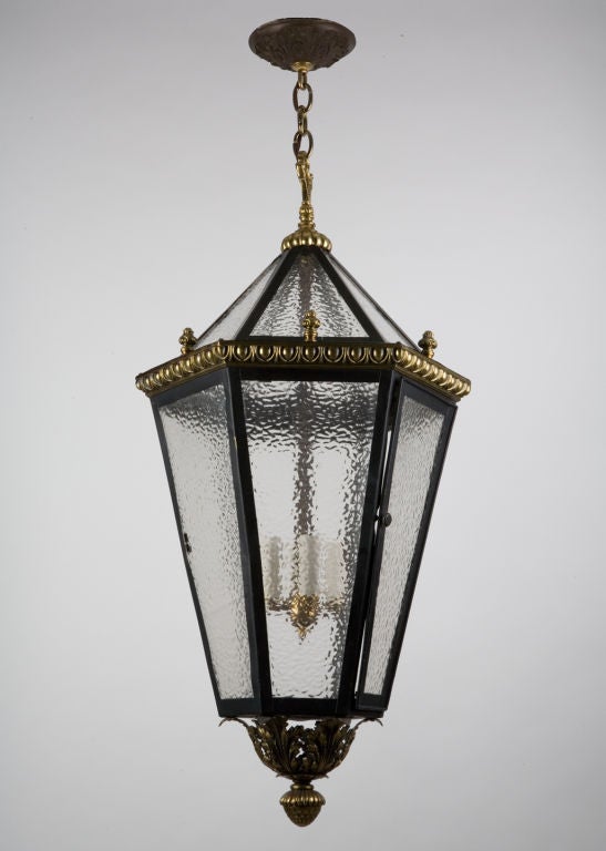 A six sided lantern in brass and black enamel at 1stDibs