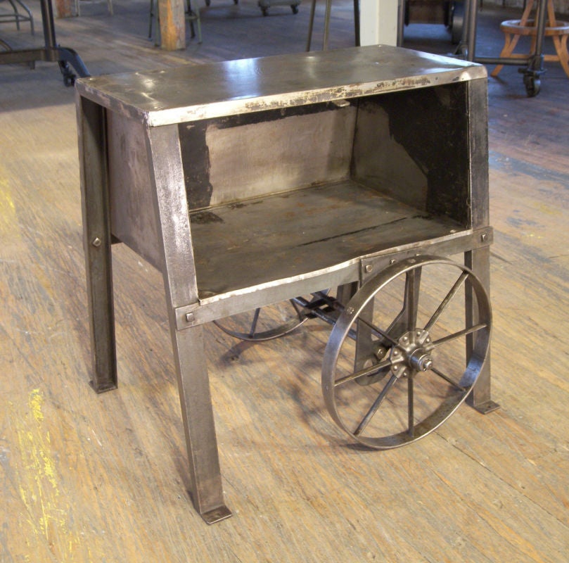 Industrial Metal Cart / Table on Wheels at 1stDibs