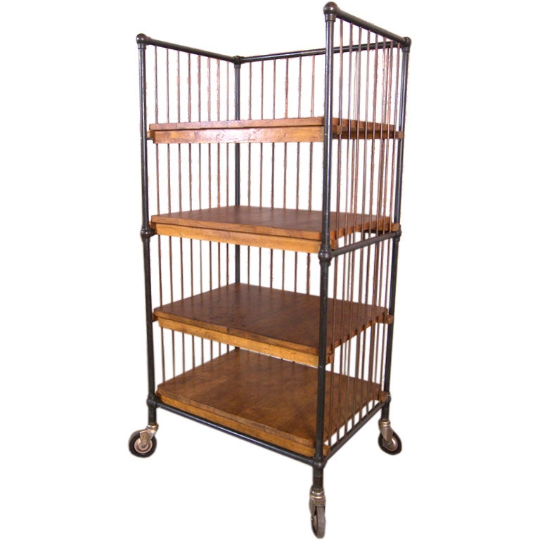 Vintage Wood and Metal Bindery Cart at 1stDibs