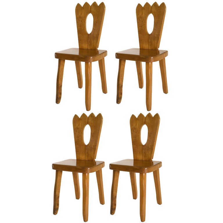 Set of Four Elm "Alpine" Chairs at 1stDibs