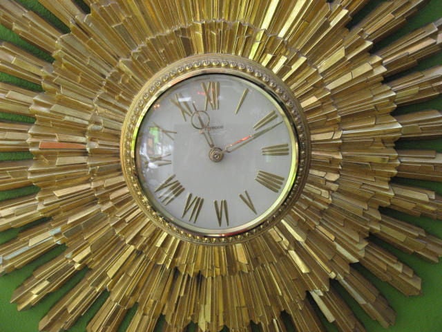 Syroco Sunburst Wall Clock at 1stDibs