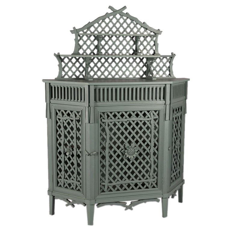 1523 French Lattice Work Cabinet at 1stDibs