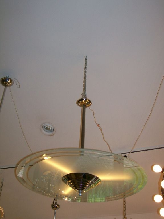 Art Deco Style Frosted Glass Disc Light Fixture at 1stDibs