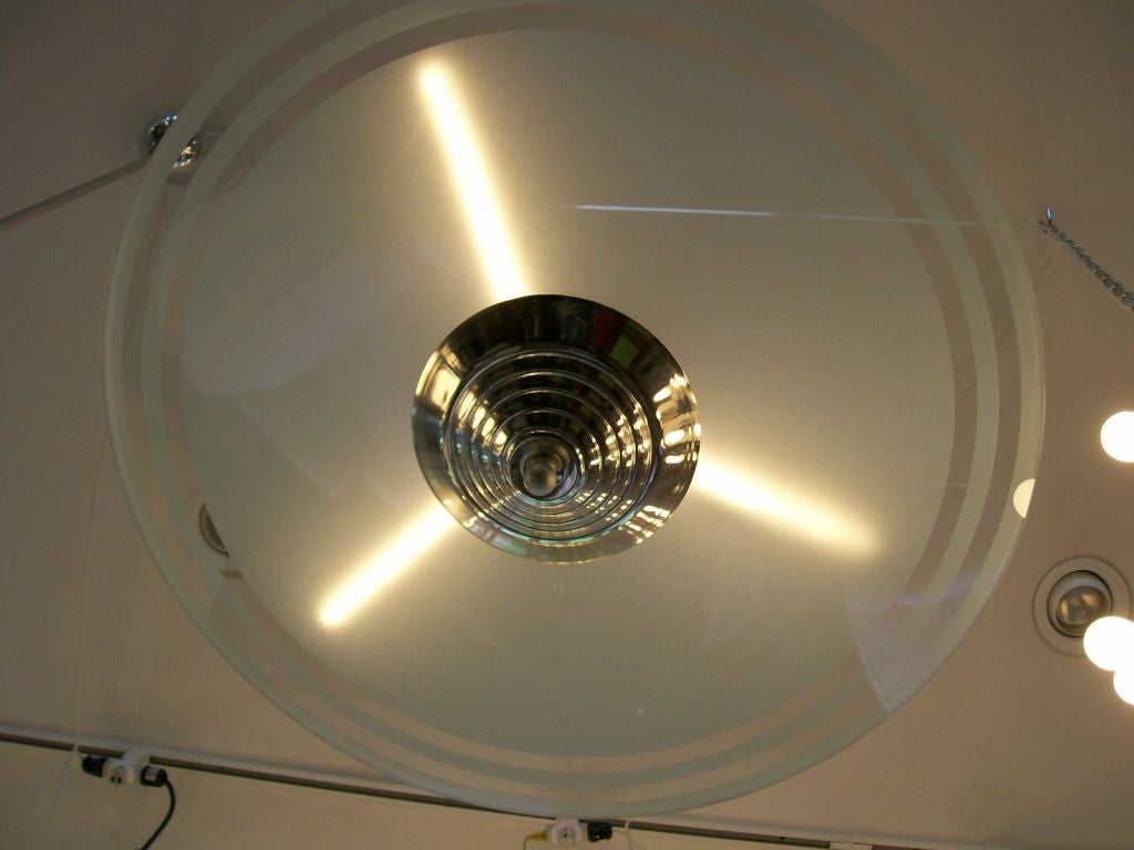 Art Deco Style Frosted Glass Disc Light Fixture at 1stDibs