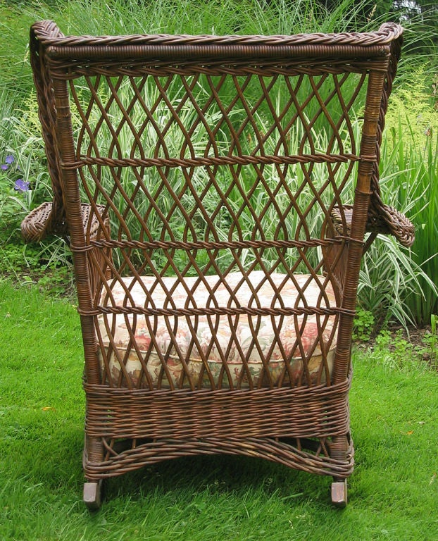 BAR HARBOR WICKER WINGBACK ROCKER at 1stDibs