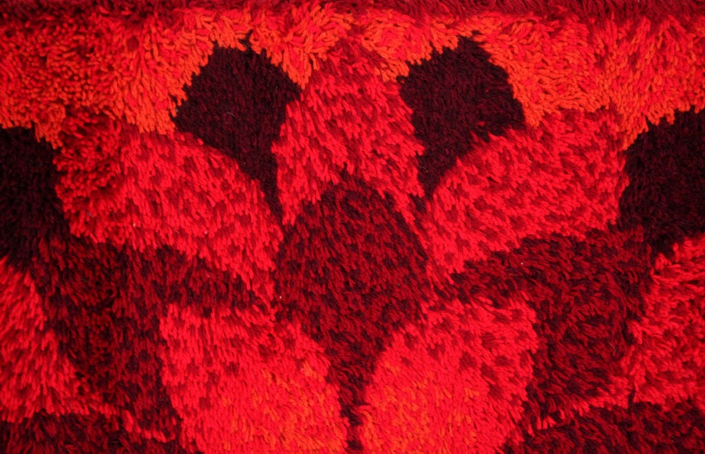 Vibrant Deep Red Tone Rya Area Rug For Sale at 1stDibs