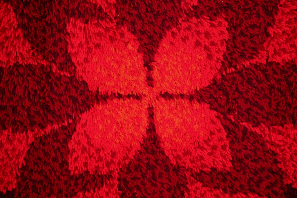 Vibrant Deep Red Tone Rya Area Rug For Sale at 1stDibs