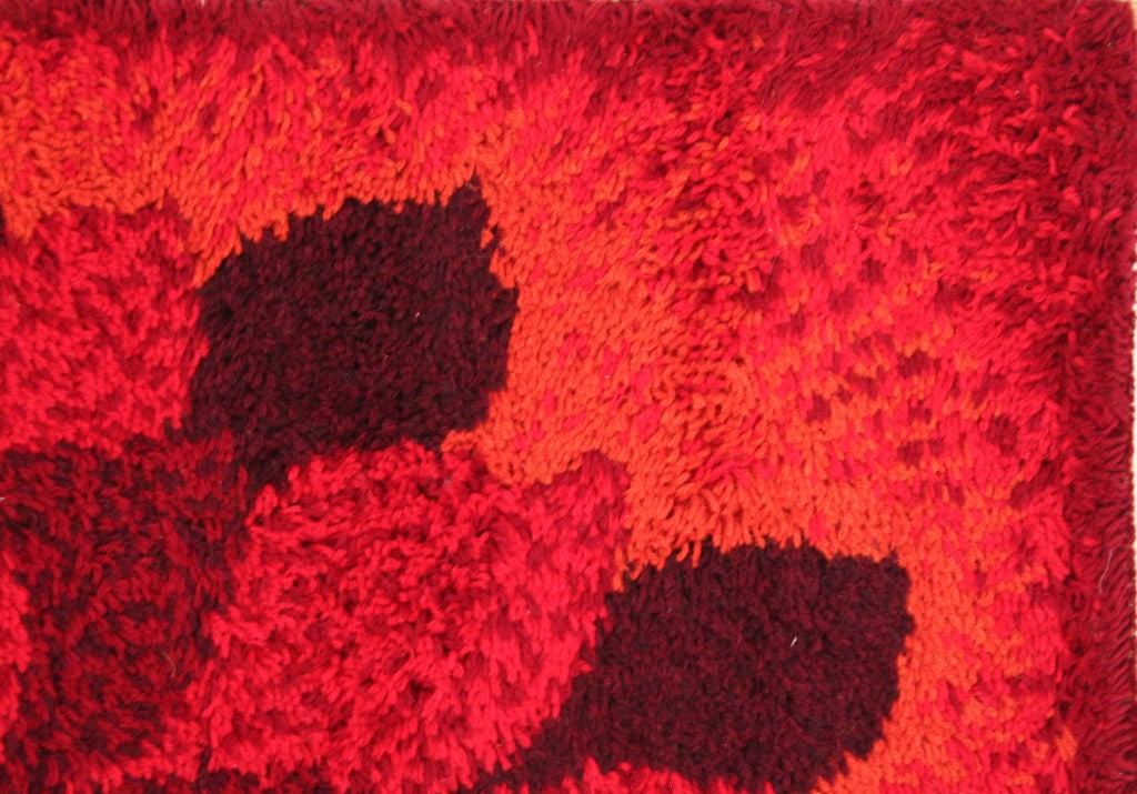 Vibrant Deep Red Tone Rya Area Rug For Sale at 1stDibs