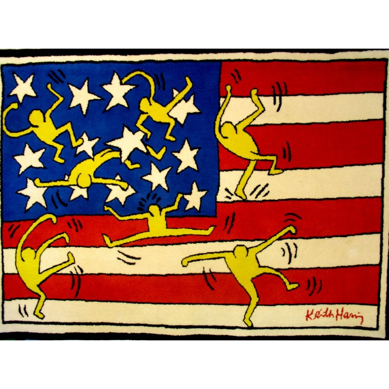 Keith Haring wool tapestry Flag wall hanging artist proof 1/3 at 1stDibs