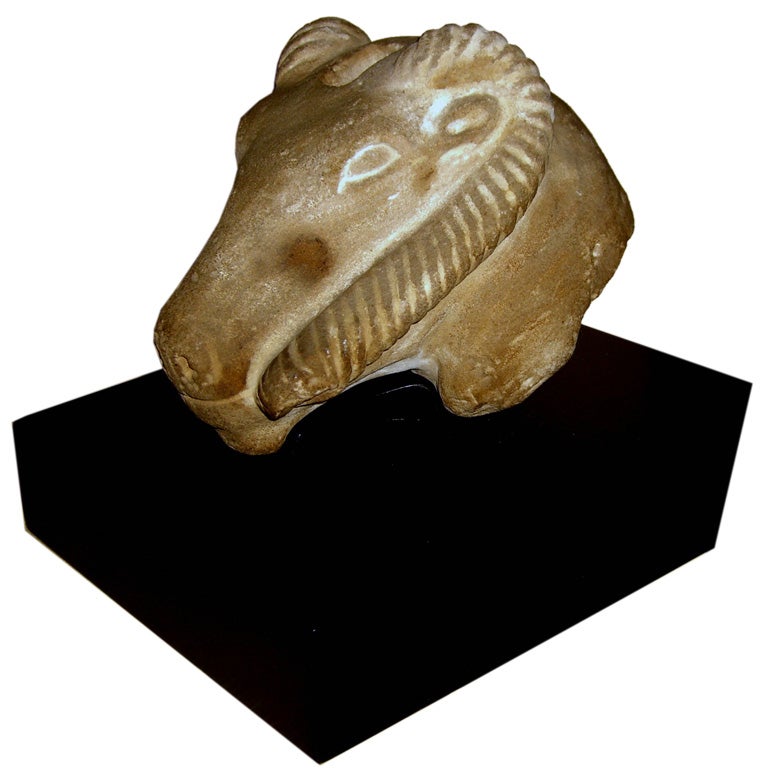 18th/19th century near east hand carved stone ram's head on base at 1stDibs