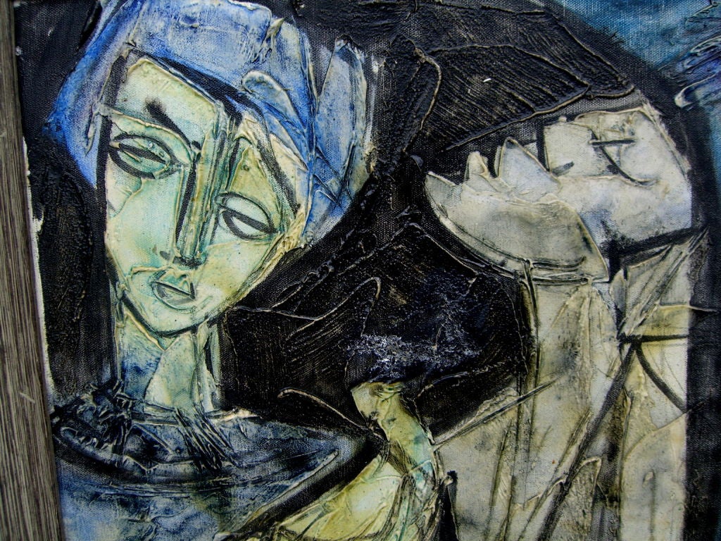 Israeli cubist painting signed Moshe in Hebrew at 1stDibs