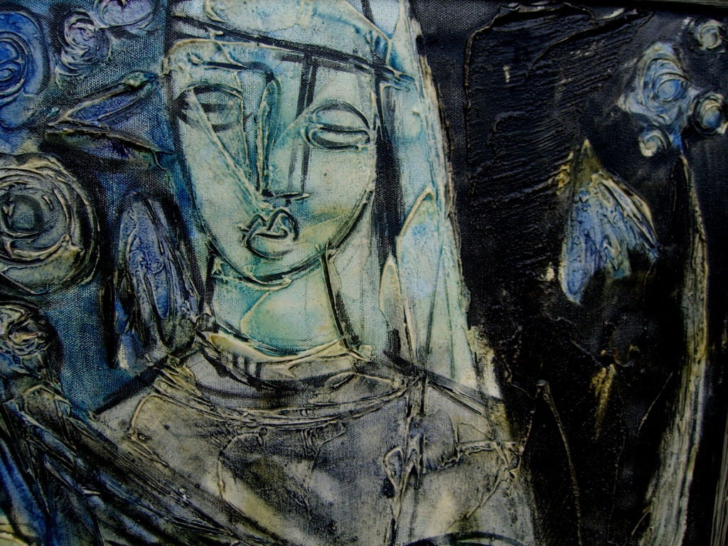 Israeli cubist painting signed Moshe in Hebrew at 1stDibs