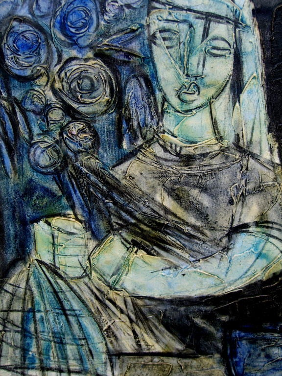 Israeli cubist painting signed Moshe in Hebrew at 1stDibs