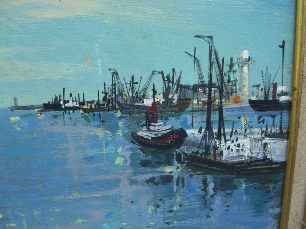 Marine Oil Canvas Painting Noted French Artist Maurice Buffet at 1stDibs