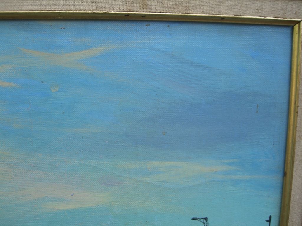 Marine Oil Canvas Painting Noted French Artist Maurice Buffet at 1stDibs
