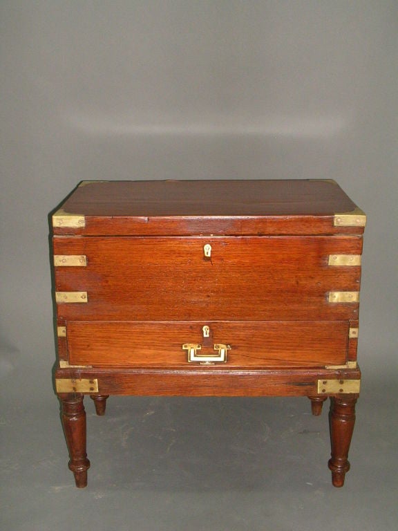 19th Century British Colonial Campaign Box On Stand Side Table at 1stDibs