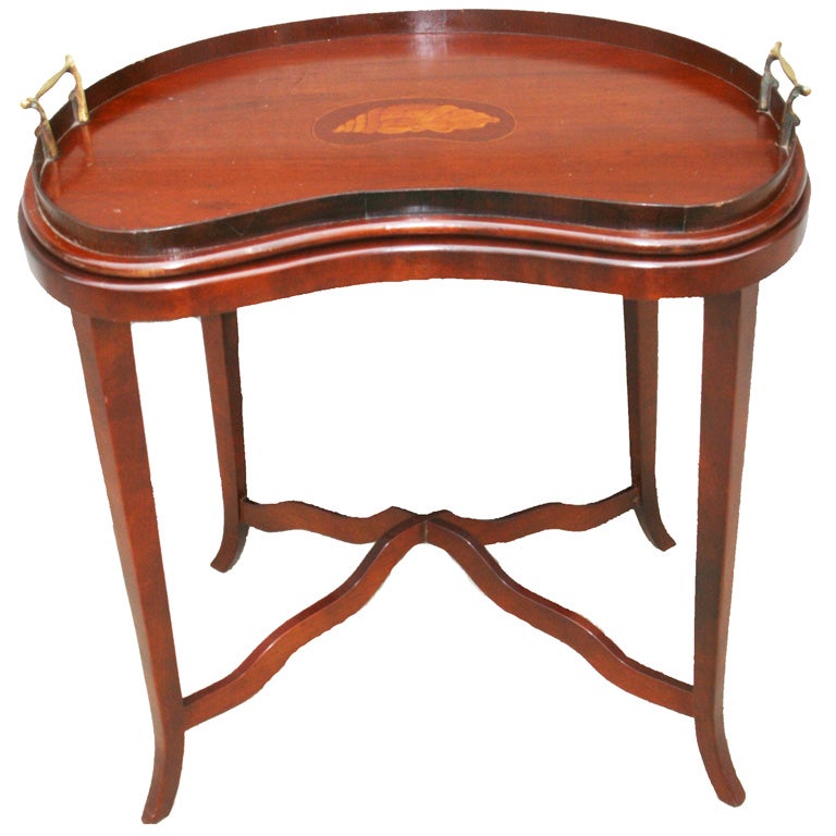 Mahogany Kidney Shaped Tray on Stand at 1stDibs