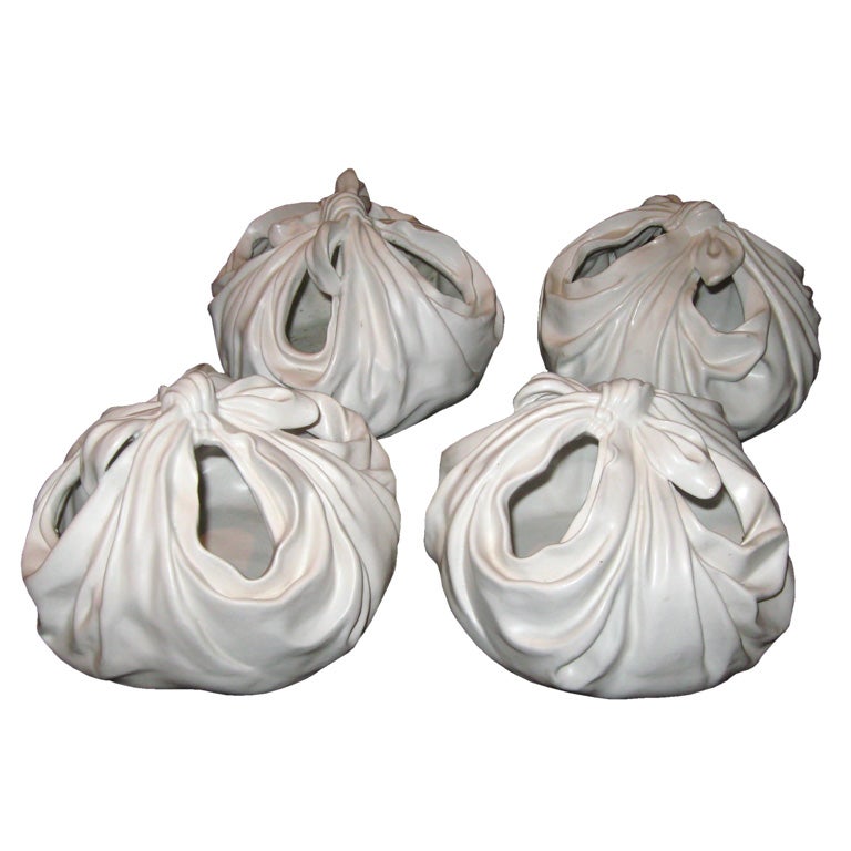 Set of four Italian Pottery Flower Holders For Sale at 1stDibs