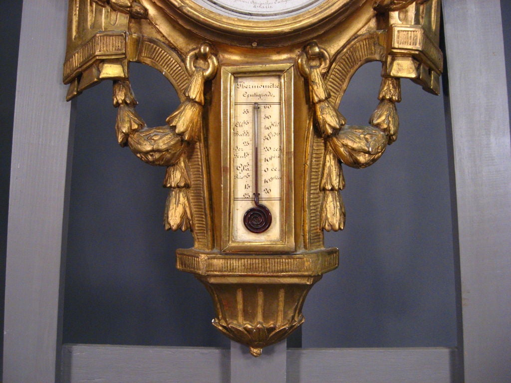 Signed Neoclassical Gilt-wood Barometer, Paris, c. 1810 at 1stDibs