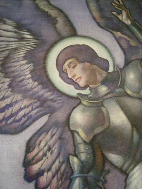 "ST MICHAEL SLAYING THE DRAGON" PAINTING BY G. HALLOWELL at 1stDibs ...