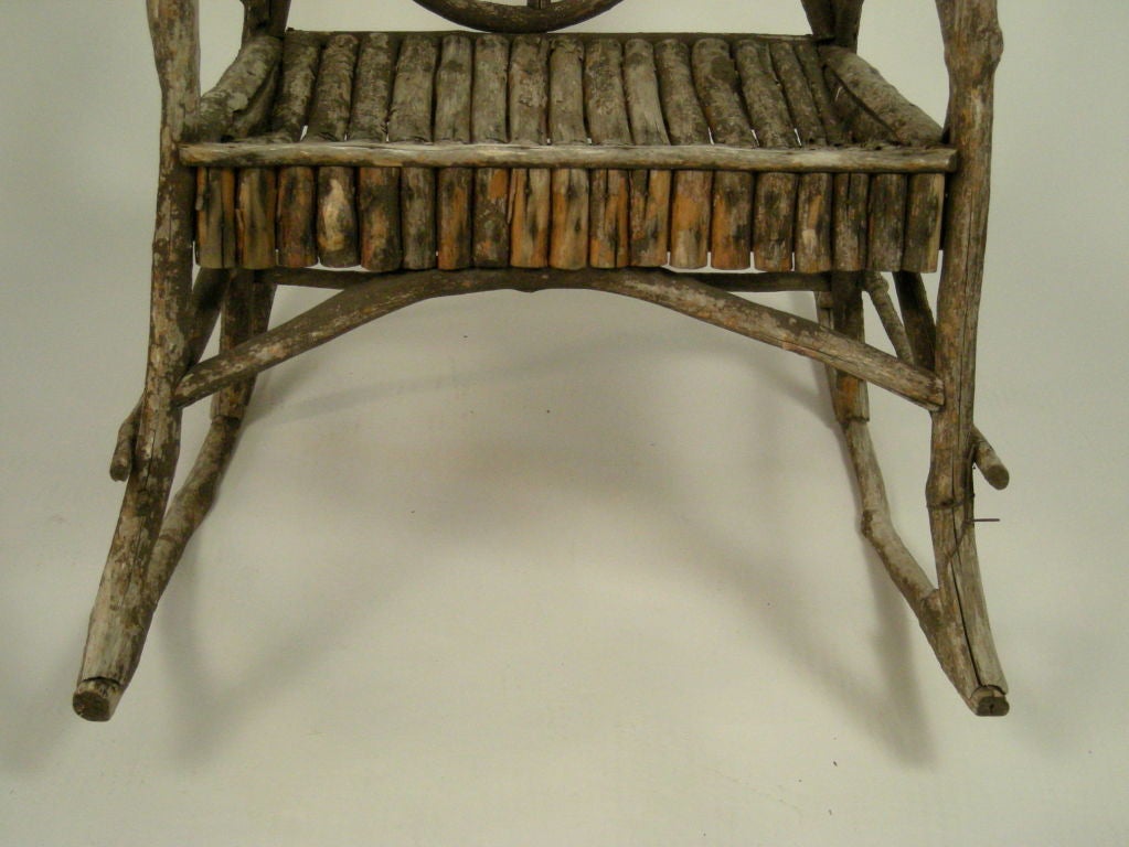 VINTAGE ADIRONDACK TWIG ROCKING CHAIR at 1stDibs | twig rocker, rocking ...