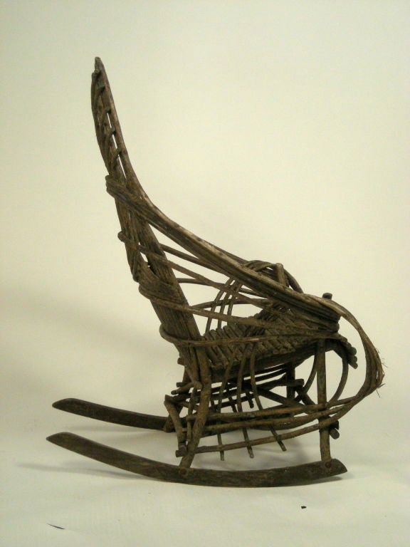 VINTAGE ADIRONDACK TWIG ROCKING CHAIR at 1stDibs | leopard rocker chair ...