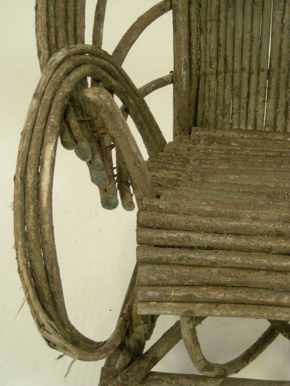 VINTAGE ADIRONDACK TWIG ROCKING CHAIR at 1stDibs | leopard rocker chair ...