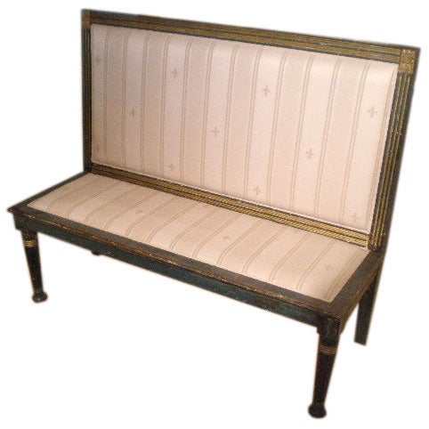 High back upholstered bench at 1stDibs