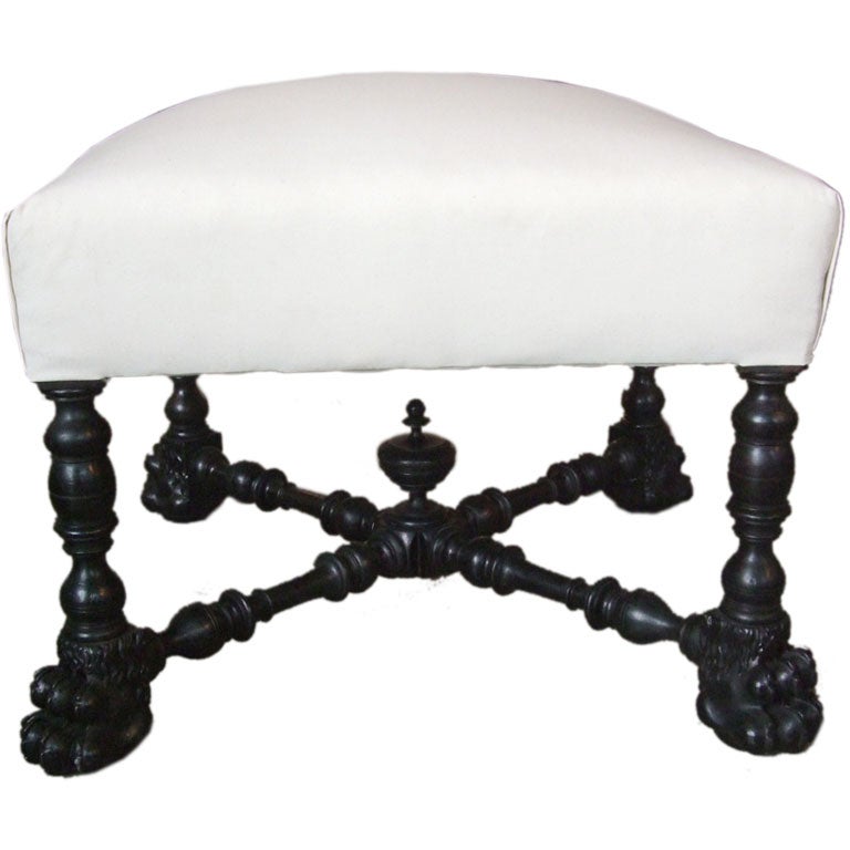 Turned ebonizied claw foot stool at 1stDibs