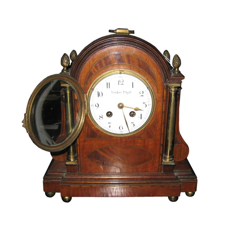 George III Mahogany and inlaid Mantle Clock at 1stDibs