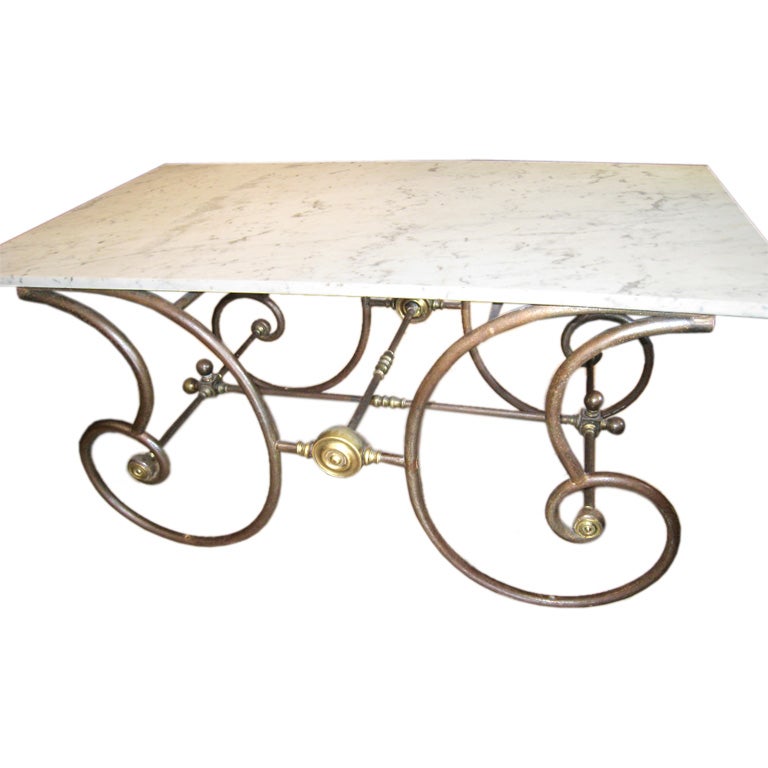 French Brass and Iron Bakers Table at 1stDibs